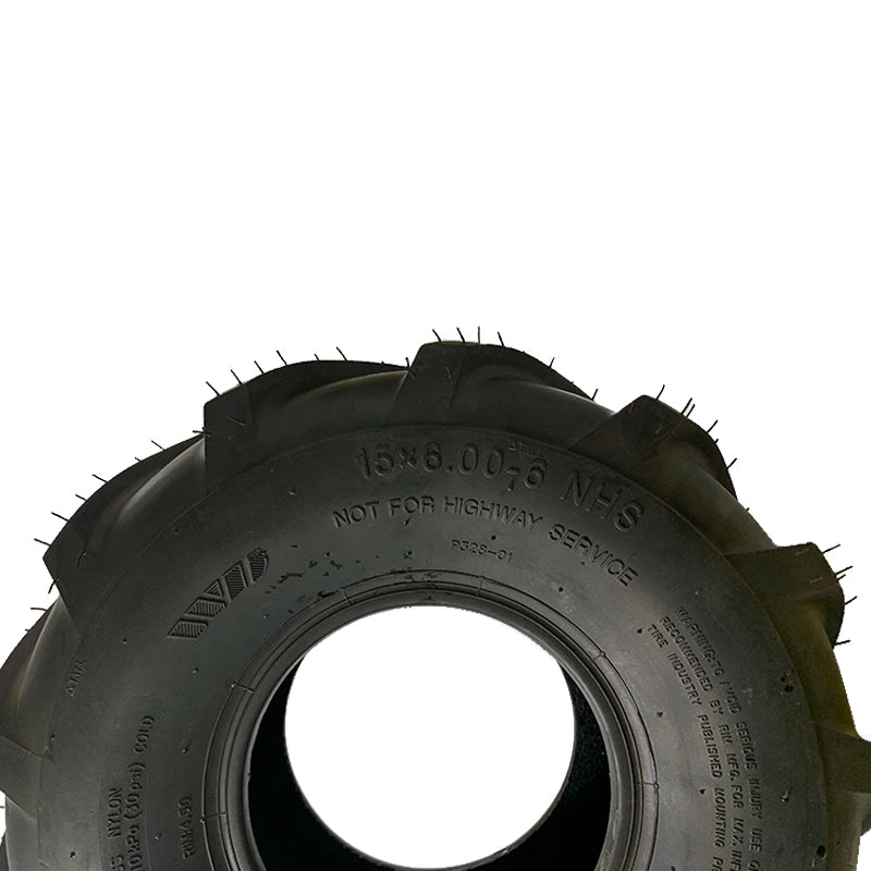 15x6.00-6 Super Lug Tire 4 Ply Tubeless R-1 Bar Lug for Lawn Snow Mud ...
