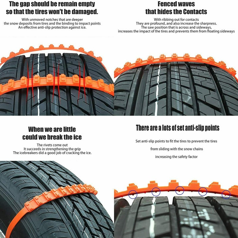 Snow Mud Adjustable Zip Tire Chain Car Truck SUV Anti-Skid Emergency ...